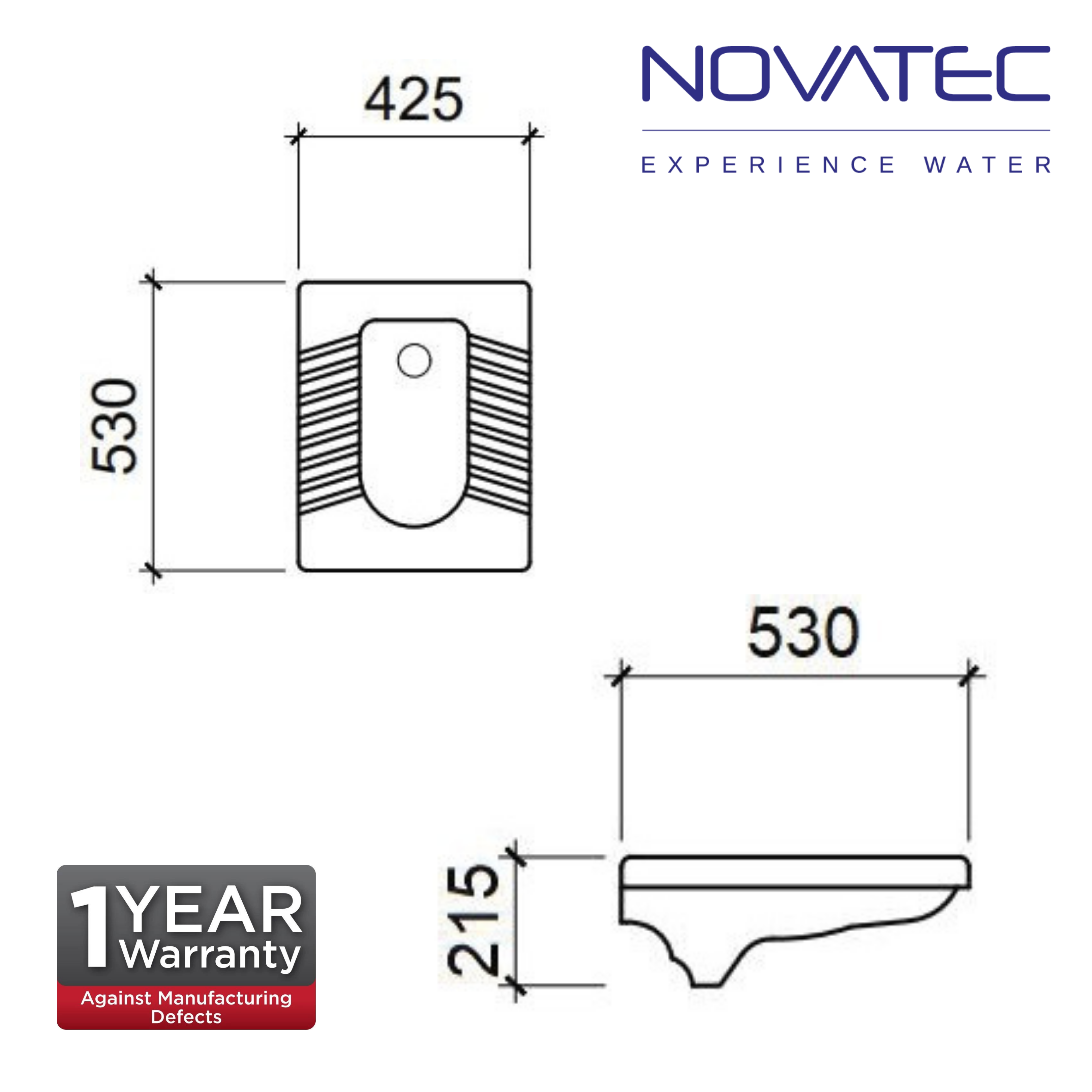 Novatec SW Prague Rectangular Squatting Pan With Integral Footrest