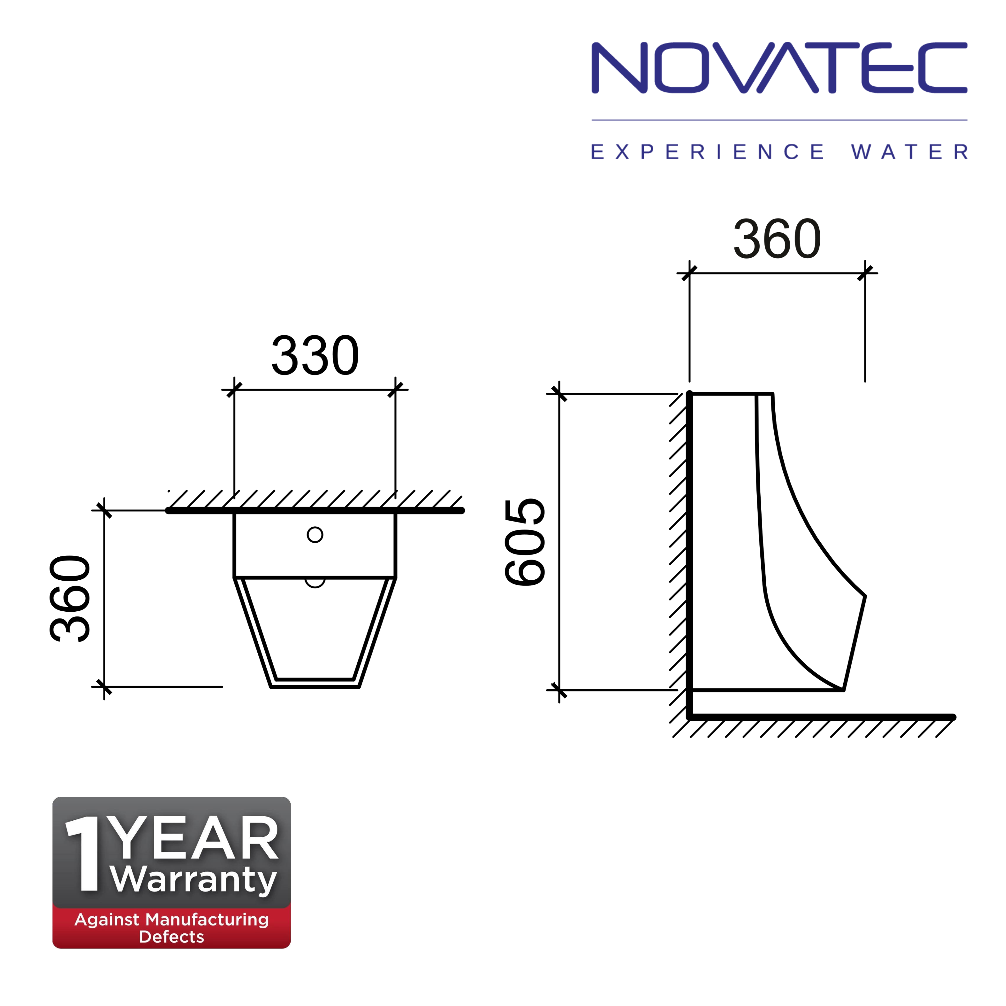 Novatec SW Venice Wall Hung Urinal Bowl