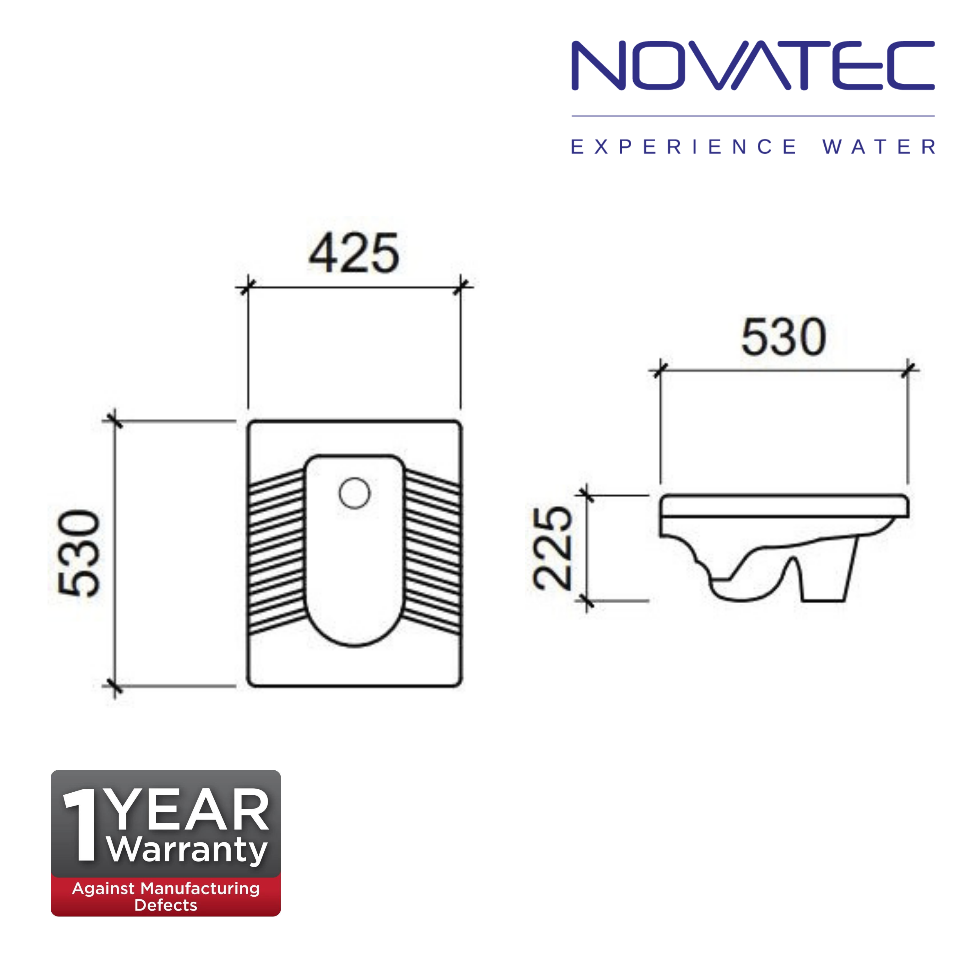 Novatec SW Warsaw Rectangular Squatting Pan With Integral Footrest